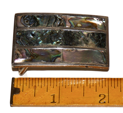 80's Vintage Mini Abalone Shell Inlay & Mexican Sterling Silver 2" Belt ...