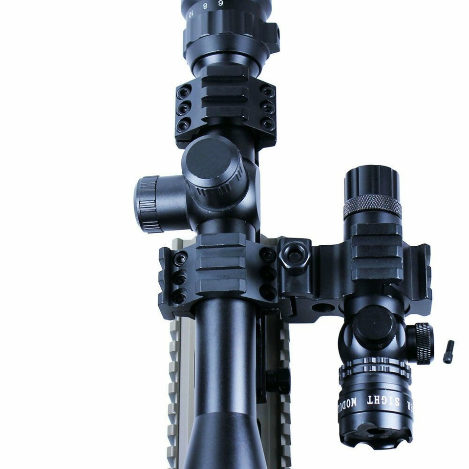 6-24x50 Rifle Scope Hunting Mil-dot Illuminated & Red Laser Sight Combo ...