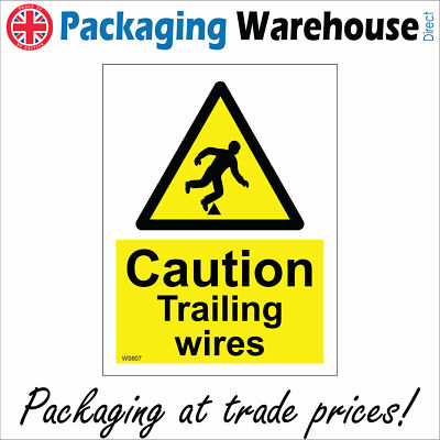 WS807 CAUTION TRAILING WIRES SIGN OFFICES CONSTRUCTION BUILDING SITES ...