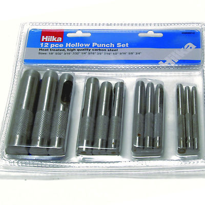 Hilka Hole Punch Set 12pc Hollow Hole Punches Leather Craft Belt ...