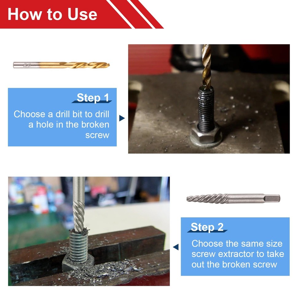 Screw Extractor Set, 10-Pieces Easy Out Screw Extractor Set, Left Hand ...