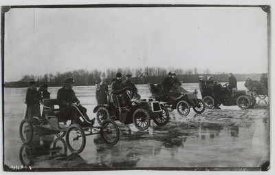 1900s Frozen Ice Early Auto Racing Starting Line Pioneer Motor Racing ...