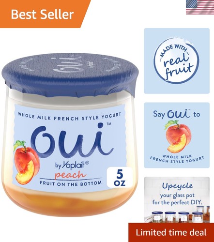 5 oz Oui French Style Peach Yogurt - Real Ingredients in Elegant Glass ...