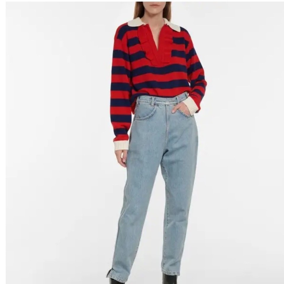 Philosophy di Lorenzo Serafina Navy/Red Stripe Ruffle Sweater size 6 ...