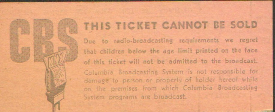 RADIO SHOW "MEET THE MISSUS" STUDIO AUDIENCE TICKET 5/20/1950 HARRY ...
