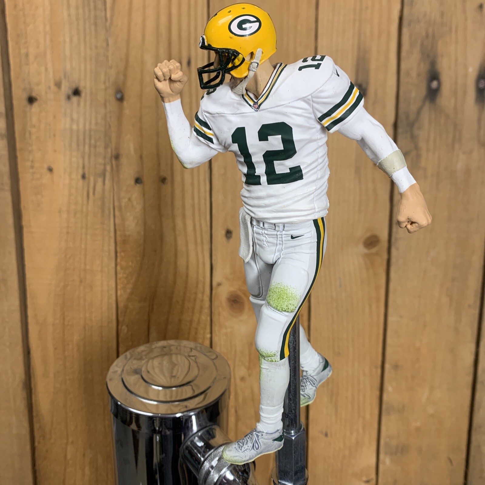 Green Bay PACKERS Beer Keg Tap Handle Aaron Rodgers Football Fist White ...