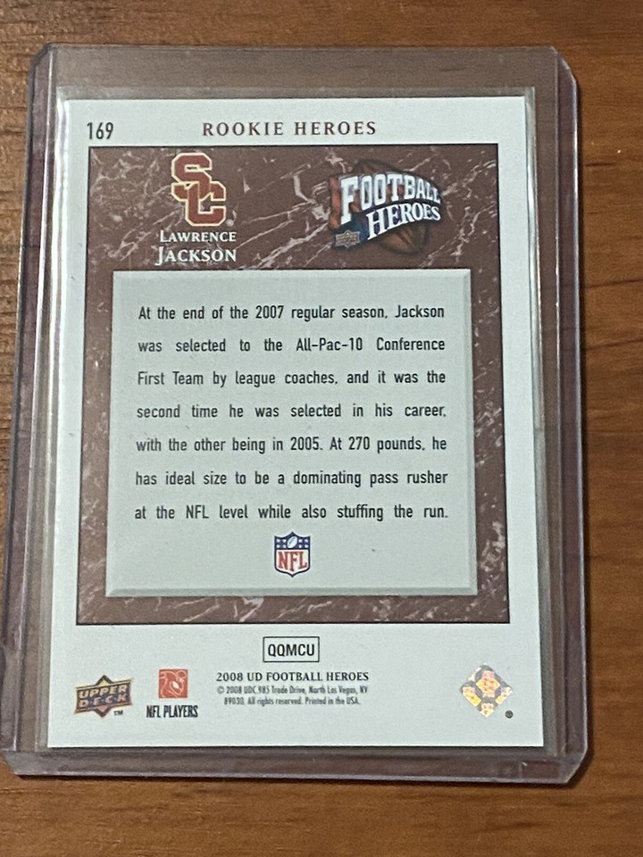 2008 Upper Deck Football Heroes - Rookie Heroes #169 Lawrence Jackson ...