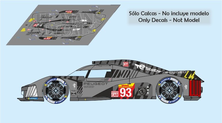 Decals Peugeot 9X8 Hypercar WEC 2022 1:32 1:43 1:24 1:18 slot calcas | eBay