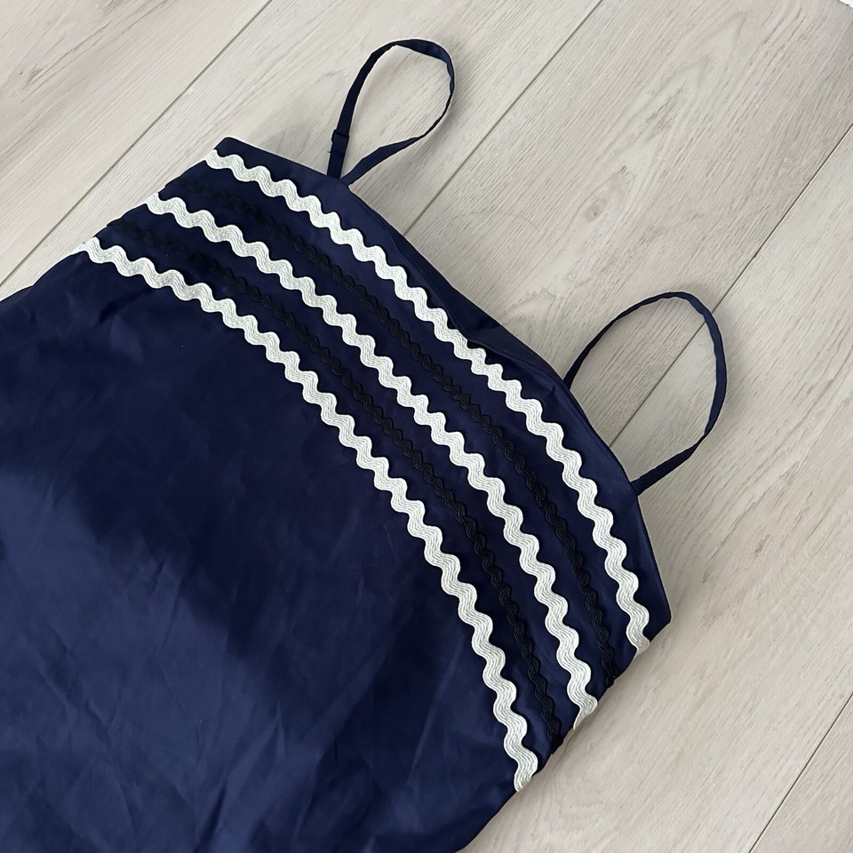 Vineyard vines Ric Rac Maid navy blue long sun dress spaghetti straps ...