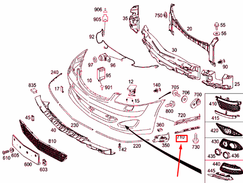 MB S W221 Front Bumper Left Bracket Intermediate Layer A2218890595 NEW ...