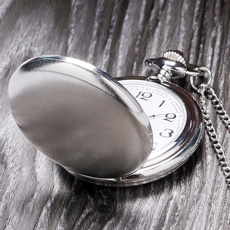 Casual Silver Simple Smooth Design Quartz Pocket Watch Necklace Pendant ...