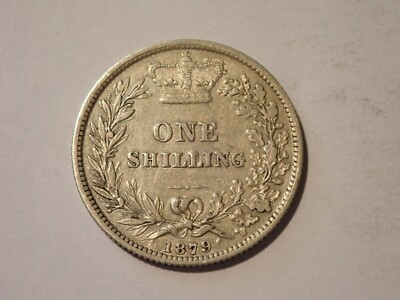 1879 GREAT BRITAIN SILVER 1 SHILLING YOUNG QUEEN VICTORIA in Good VF ...
