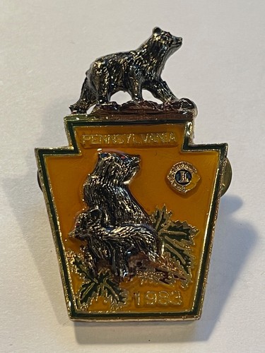 Vintage Lions Club - Black Bear With Cub - Pennsylvania Keystone Pin ...