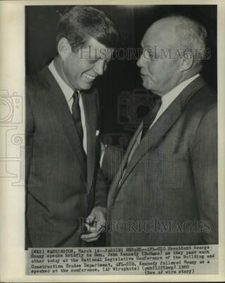1960 Press Photo Senator John Kennedy, AFL-CIO President George Meany ...