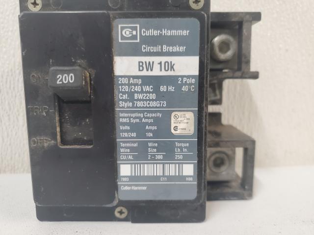 Cutler-Hammer BW 10k BW2200 Circuit Breaker 200 Amp 2 Pole 120/420 VAC ...