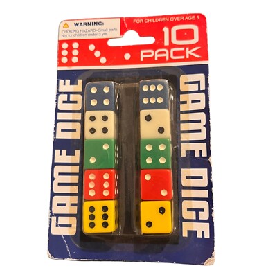 10 Pack of Dice, Colors = Red, Yellow, Ivory, Green, & Blue - BRAND NEW ...
