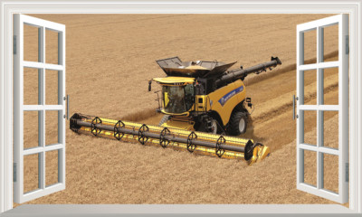 Combine Harvester Magic Window Self Adhesive Wall Sticker Decal Poster ...