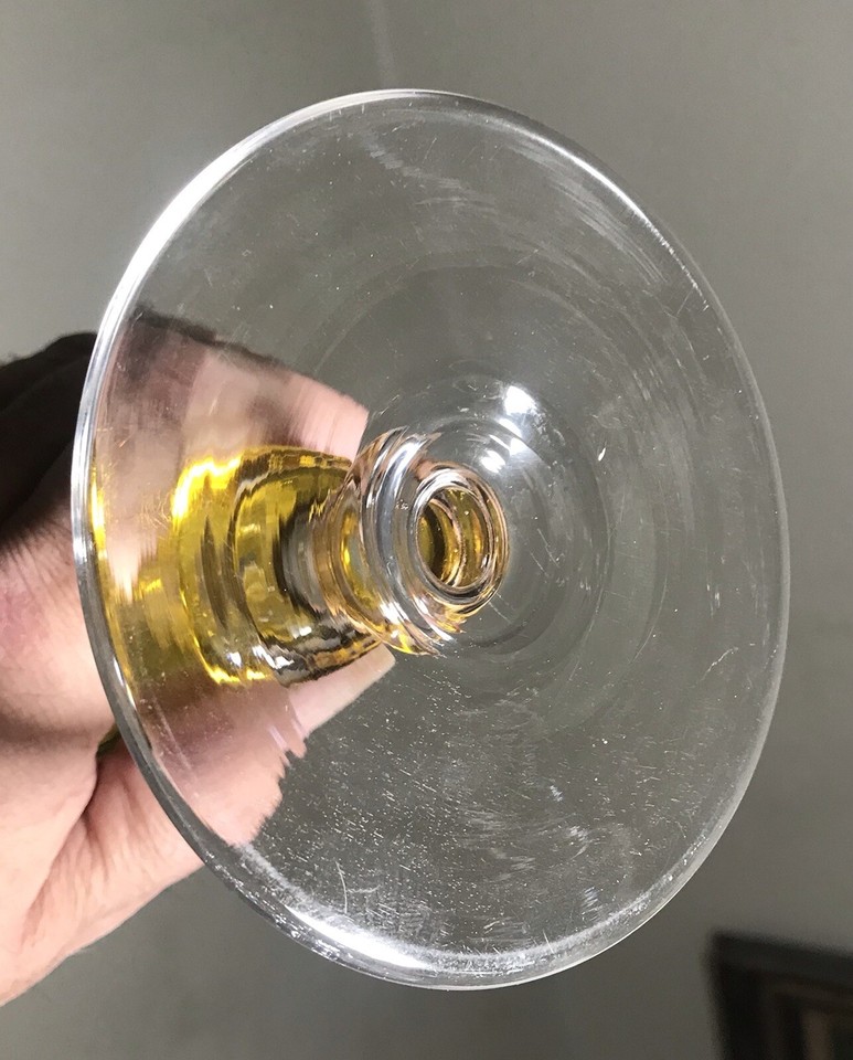 VINTAGE STEUBEN GLASS FAN VASE # 6287 BRISTOL YELLOW COLORLESS BASE ...