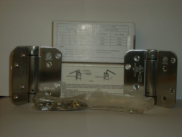 PENROD Stainless Steel Spring Hinges 1 Pair (2 Hinges) 4" W 5/8 Self ...