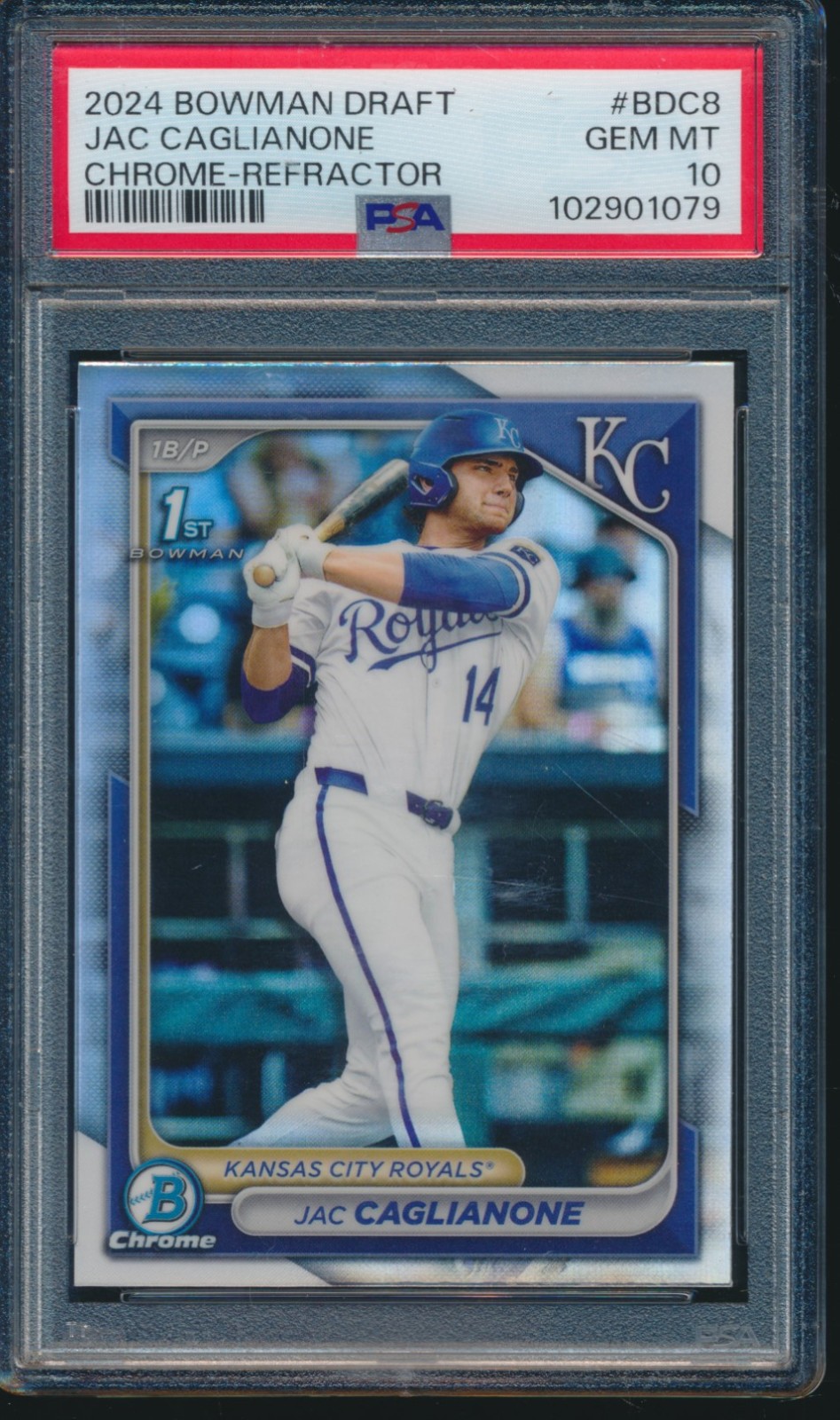 PSA 10 JAC CAGLIANONE 1st 2024 Bowman Chrome REFRACTOR Royals Rookie RC ...
