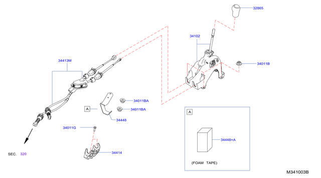 Genuine Nissan Stopper Shift Control Cable 3441400Q0H / 34414-00Q0H OEM ...
