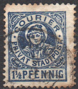 Germany, "Courier" Local Private Post 1 1/2Pf blue stamp, used. | eBay