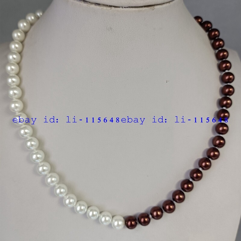 8mm White Chocolate Shell Pearl Necklace Round Bead Elegant Jewelry for ...