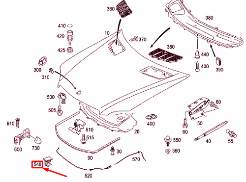 MERCEDES-BENZ ML W164 Engine Hood Clamping Piece A0009950148 NEW ...