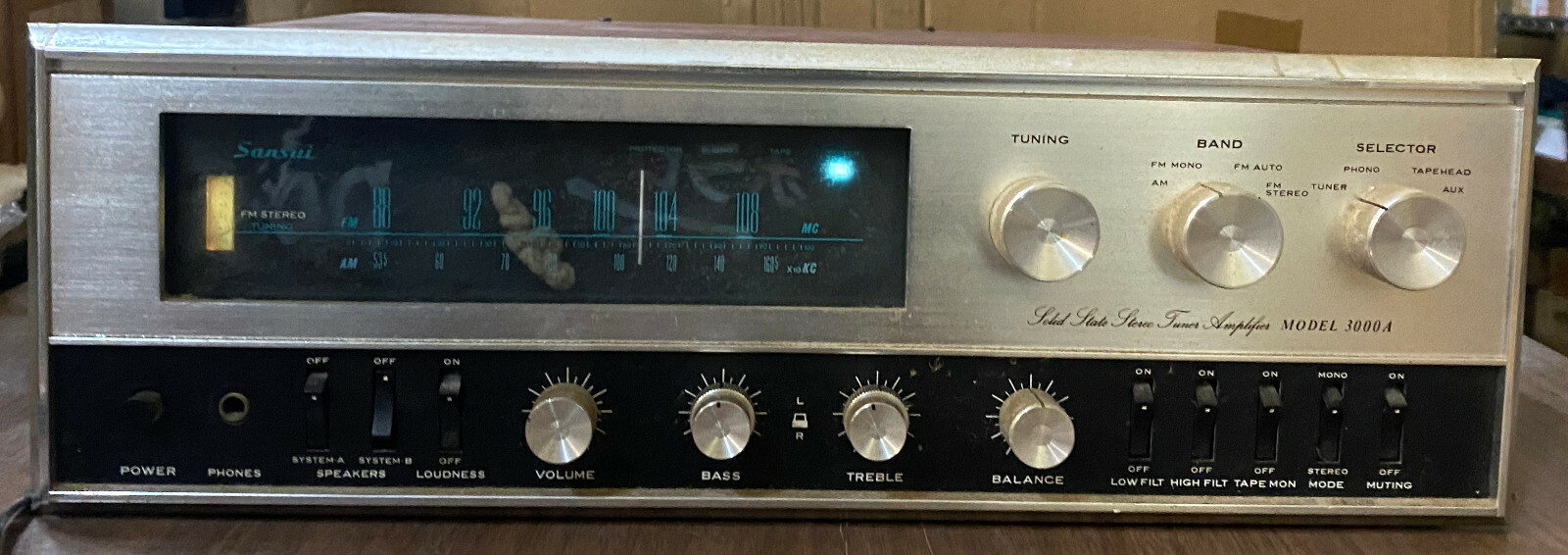 Vintage SANSUI 3000A SOLID STATE Stereo Receiver Amplifier Working ...