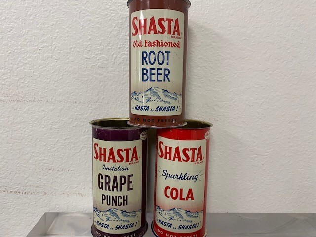 3 diff Shasta 10 oz flat top 1st Generation Shasta Soda Can empty no ...
