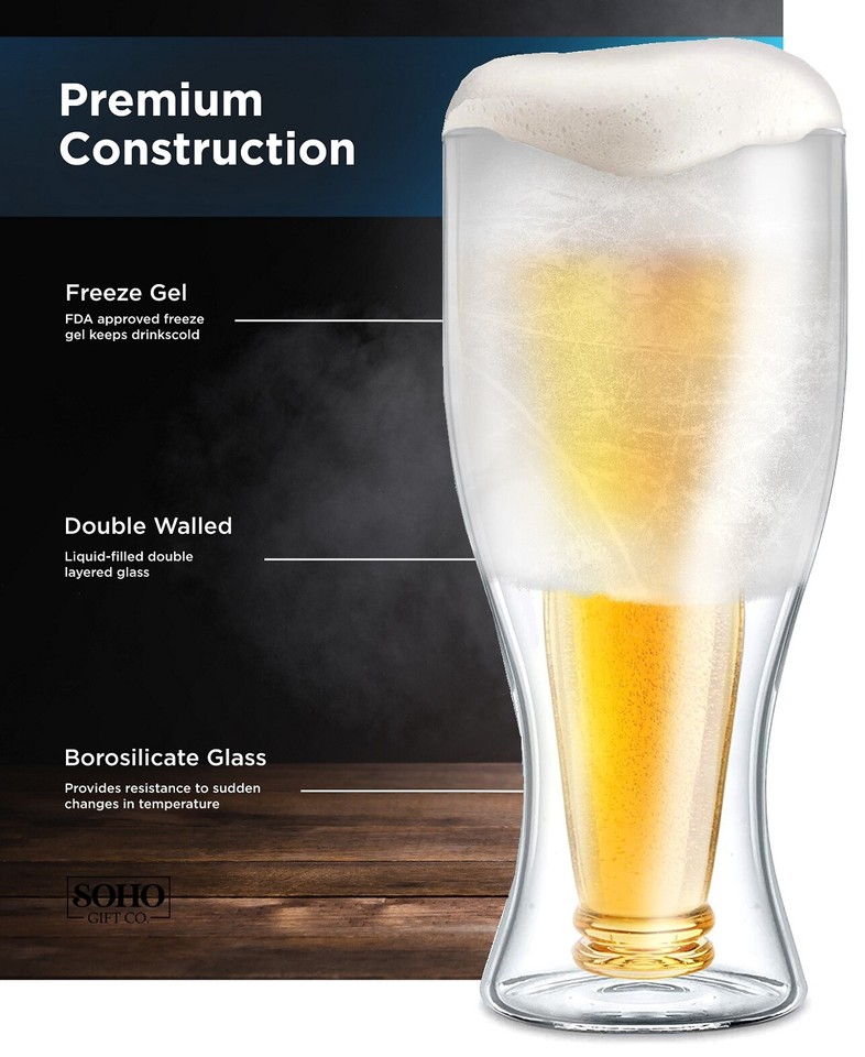 Upside Down Beer Bottle Glass Insulated Freezer Cup Frozen Drinking ...