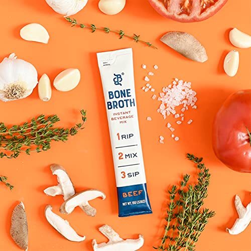 Bare Bones Bone Broth Instant Powdered Mix Beef Pack of 16 15g Sticks ...