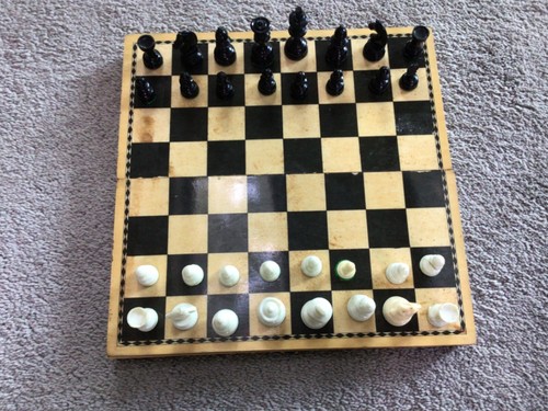 Vintage 12 1/2” Inch Mini/Travel Chess Set, Walnut-Style | eBay