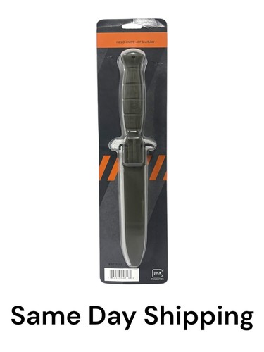 Glock Field Knife Fixed Blade 6.5" Carbon Steel Sawback Green With ...