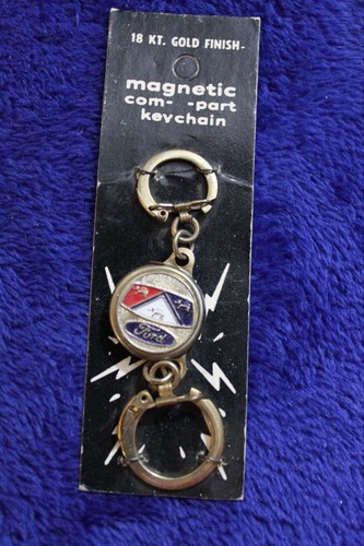 NOS 18 KT Gold Finish Magnetic Ford Valet Key Ring Key Chain Key Ring ...