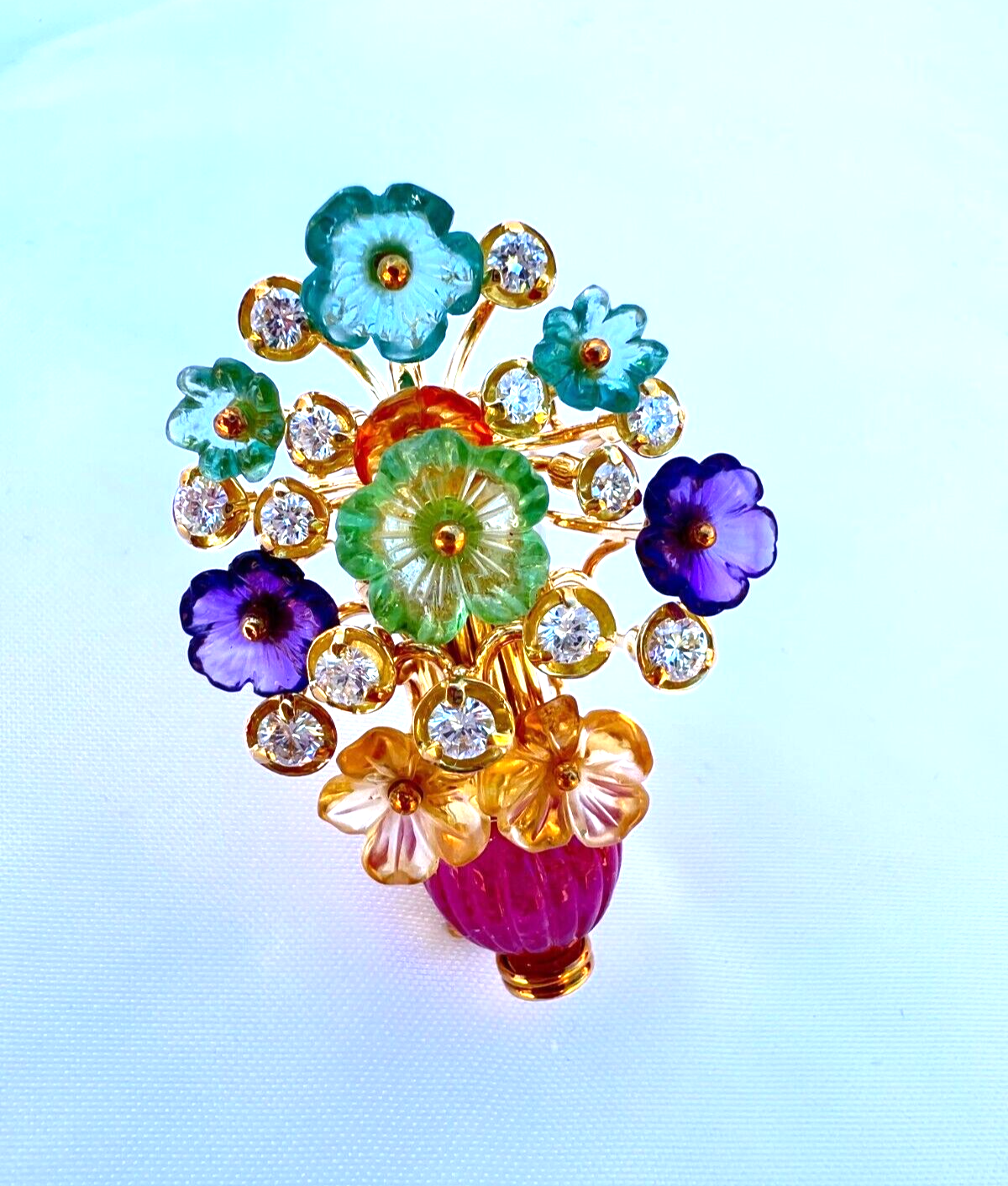 MAGNIFICENT SWISS MADE 18K GOLD DIAMOND AMETHYST CITRINE TOURMALINE ...