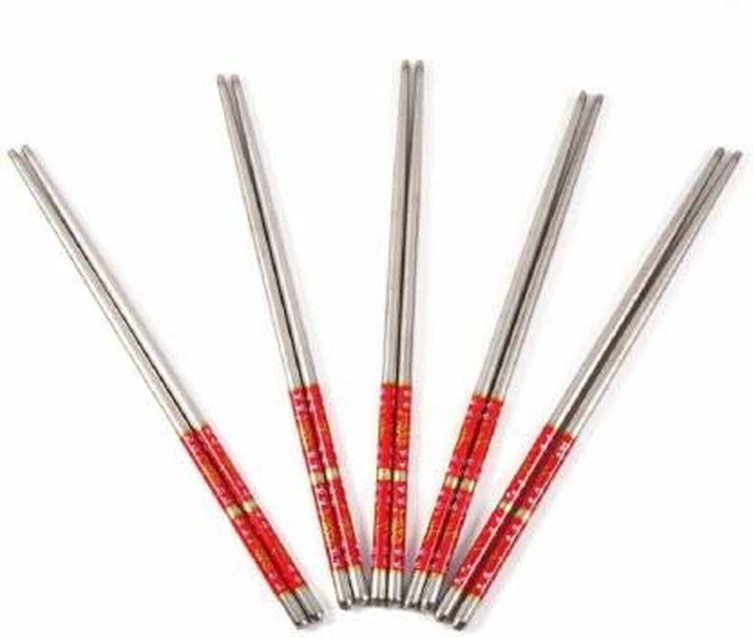 5 Pairs Printed Thread Stainless Steel Chopstick Chop Sticks ...