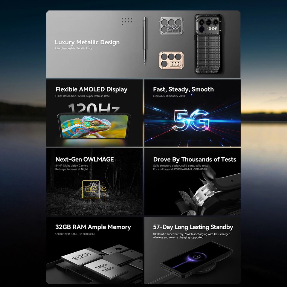 IIIF150 Raptor 5G Rugged Phone Thermal Imaging 10000mAh 65W 120Hz 32GB ...