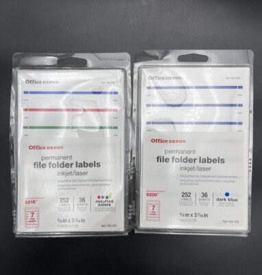 Office Depot File Folder Labels Inkjet/laser 21 Shts 760-209 36 Shts ...