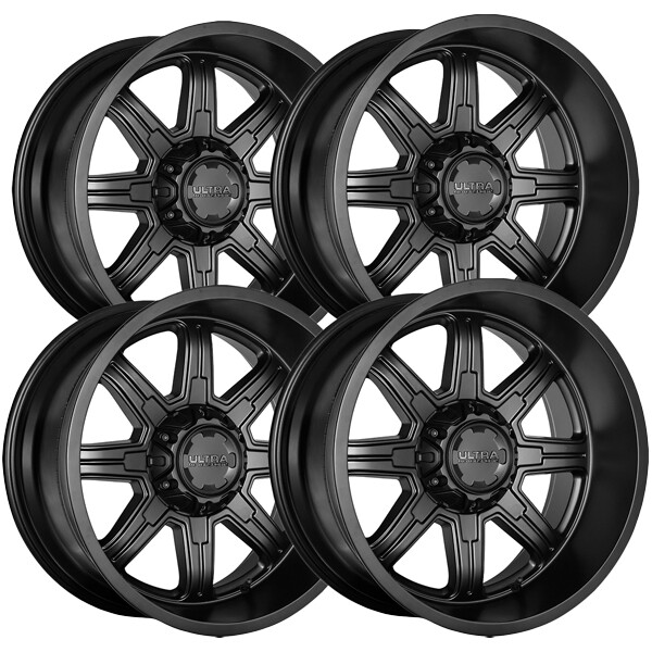 (Set of 4) Ultra 229 Menace 16x8 5x4.5"/5x5" +10mm Satin Black Wheels ...