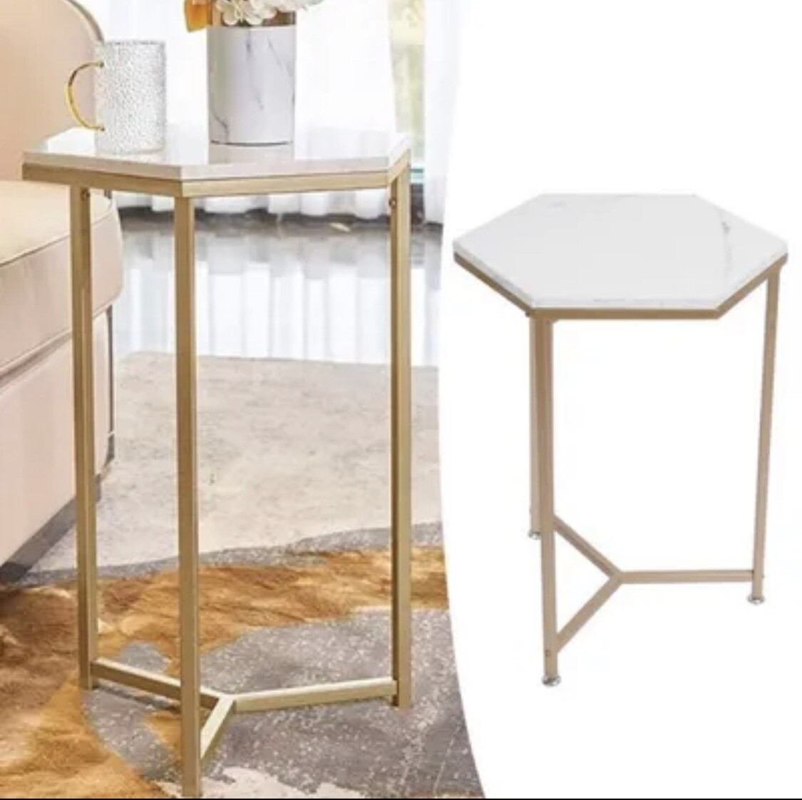 Coner Modern Nordic Marble Coffee Table Living Room Sofa Side End Table ...