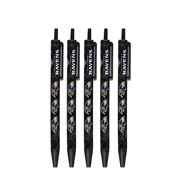 NEW Football Baltimore Ravens Click Pens 5 Pack Black Ink officially ...