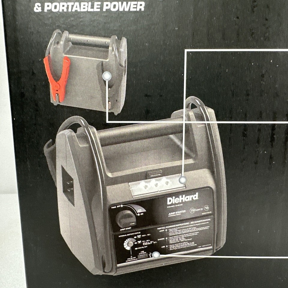 New DieHard Automatic 12v 750 amps Handheld Portable Battery Jump ...