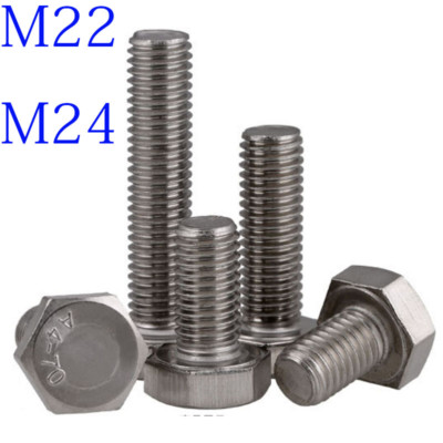 M22 M24 22mm 316 A4 STAINLESS HEX HEAD TAP BOLTS SETSCREW FULL THREADED ...