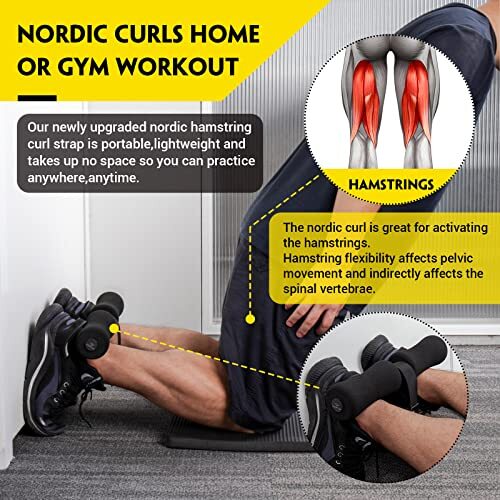 HAMSTRING CURL STRAP Nordic Sit-Ups Spanish Squats Ab Workout Yellow ...
