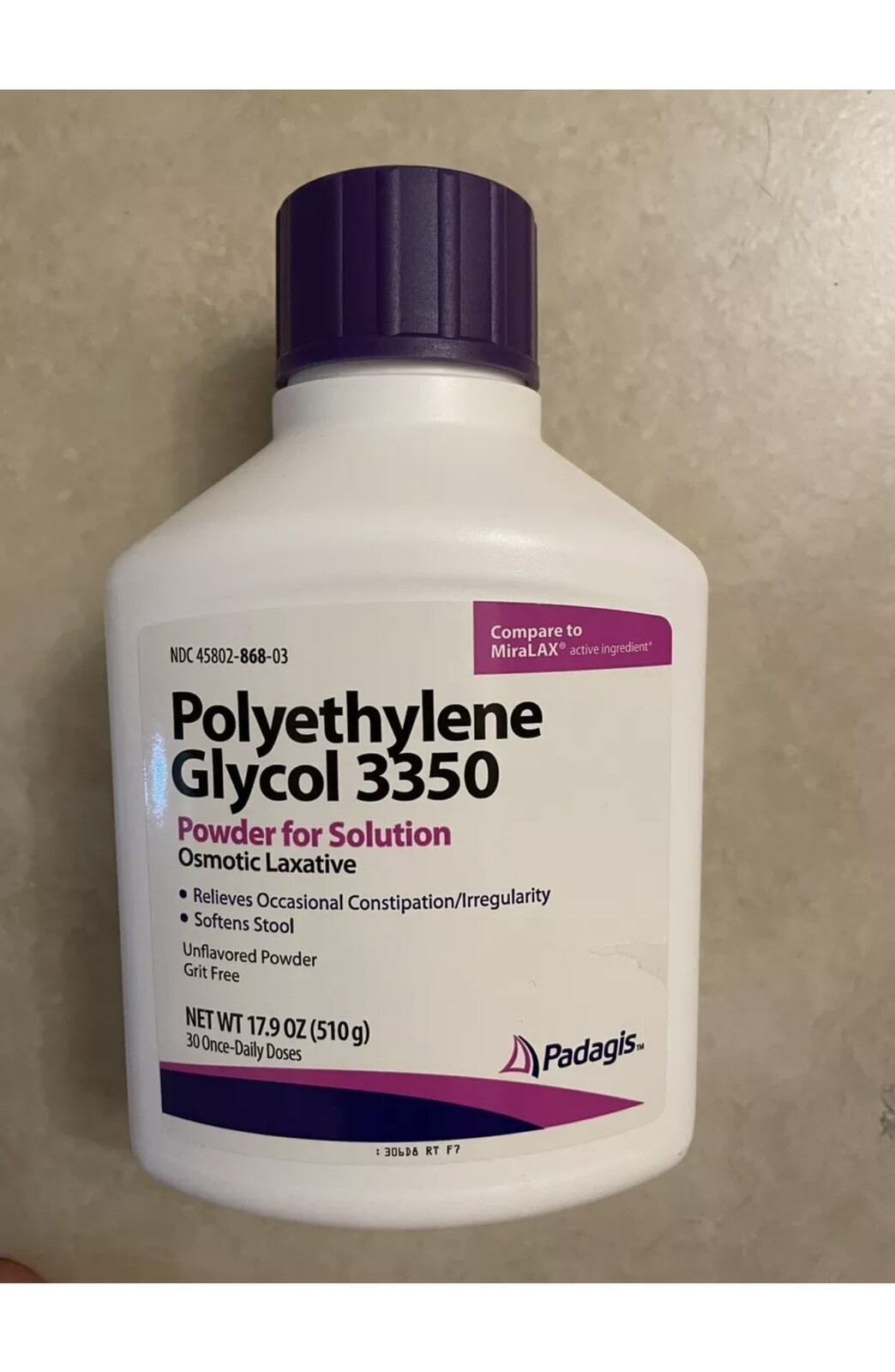 Compared To Miralax - Polyethylene Glycol Powder 3350 17.9 Oz FREE ...