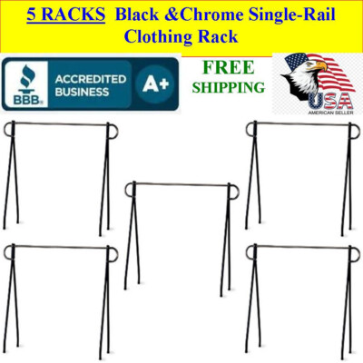 5 RACKS 60 x 48 inch Black & Chrome Single Rail Retail Store Clothing ...