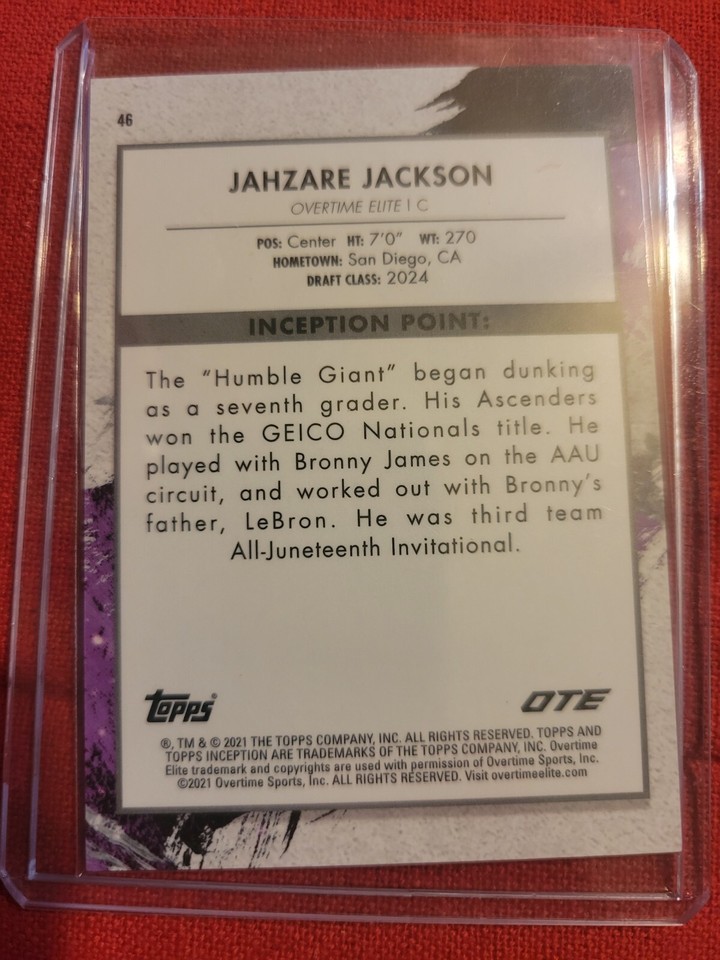 2021-22 Topps Inception OTE Jahzare Jackson Yellow 86/150 | eBay
