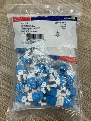 Leviton 61110-BL6 Extreme CAT 6 Keystone Jack Connectors – Blue, 25 ...