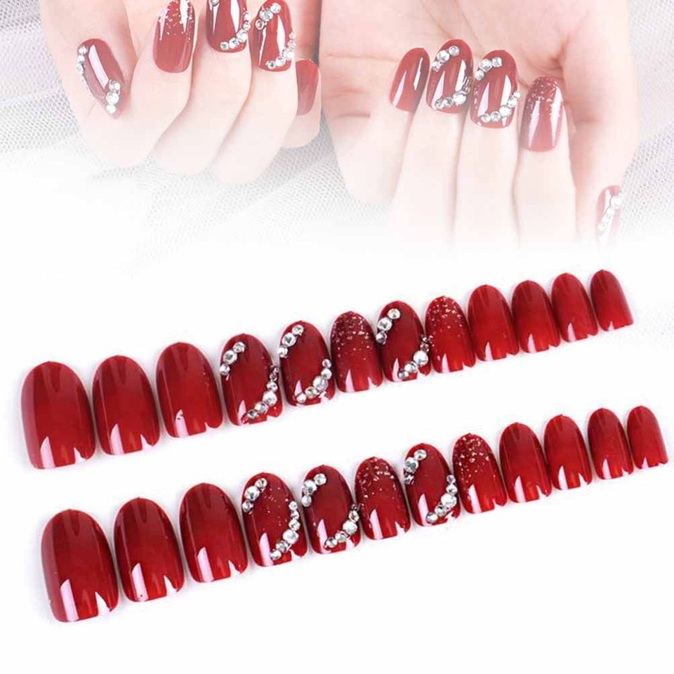 24pcs Nail Paste Nail Patch Nail Art Paste Glitter Beautiful for Women ...